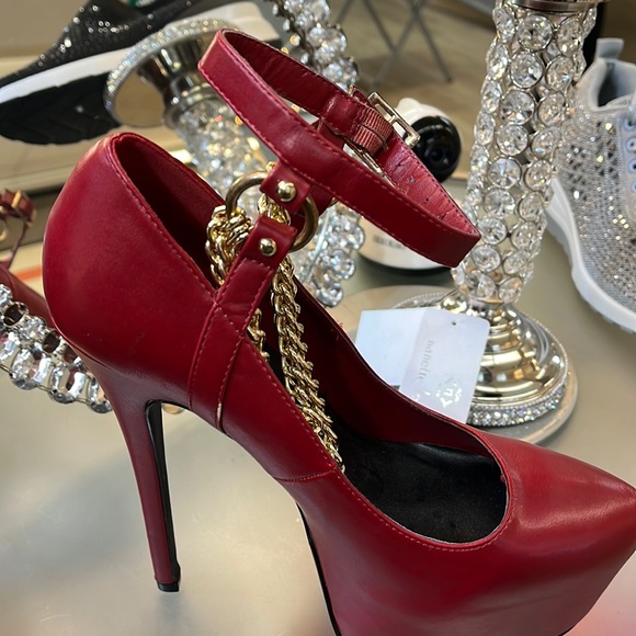 Diva | Shoes | Diva Hot Red Holiday Heel With Strap Around The Ankle ...
